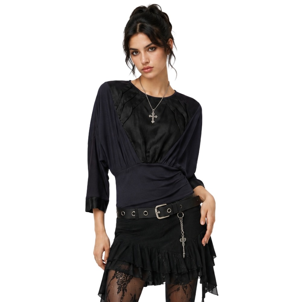 Diesel | Tops | Diesel Top Womens Small Purple Black Satin Ruffle Mixed ...